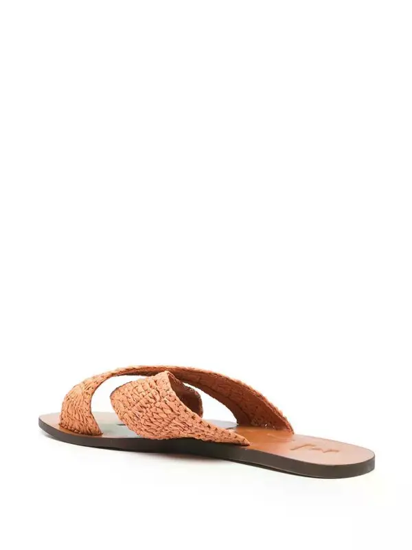 Manebí Raffia Crossover Strap Flats - Orange