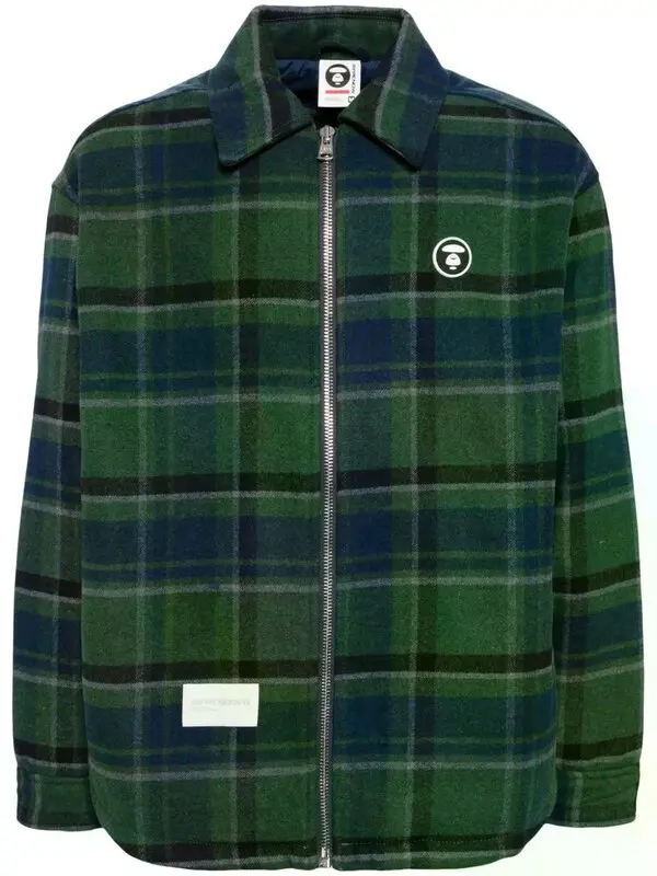 AAPE BY *A BATHING APE Logo-patch Check-pattern Jacket - Green