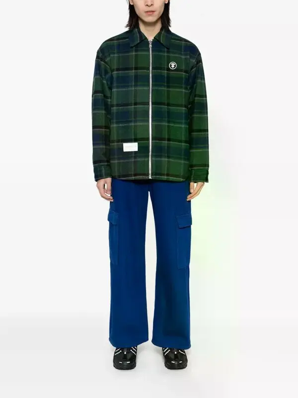 AAPE BY *A BATHING APE Logo-patch Check-pattern Jacket - Green
