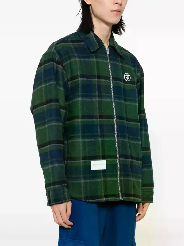 AAPE BY *A BATHING APE Logo-patch Check-pattern Jacket - Green
