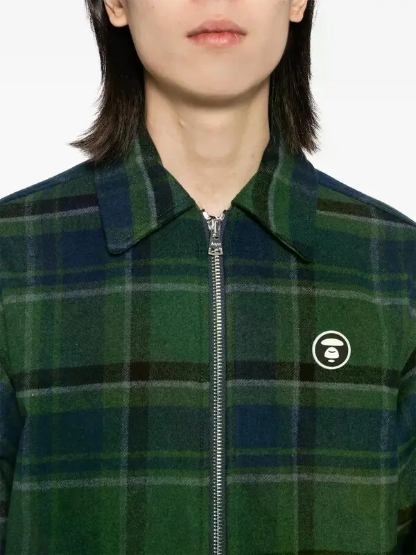 AAPE BY *A BATHING APE Logo-patch Check-pattern Jacket - Green