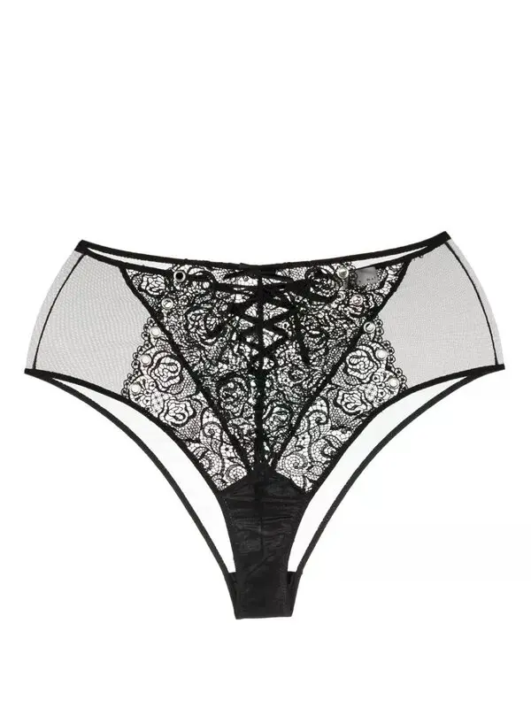 FLEUR DU MAL Eyelet-embellished Lace-up Panty