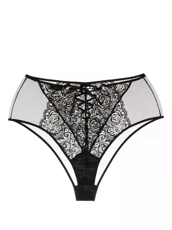 FLEUR DU MAL Eyelet-embellished Lace-up Panty