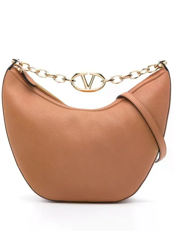 Valentino Garavani Medium Vlogo Moon Bag - Brown