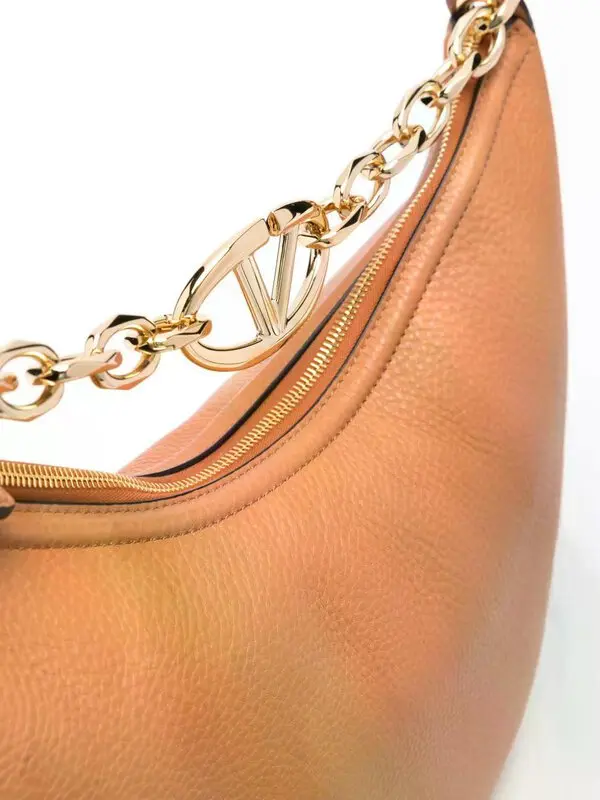 Valentino Garavani Medium Vlogo Moon Bag - Brown