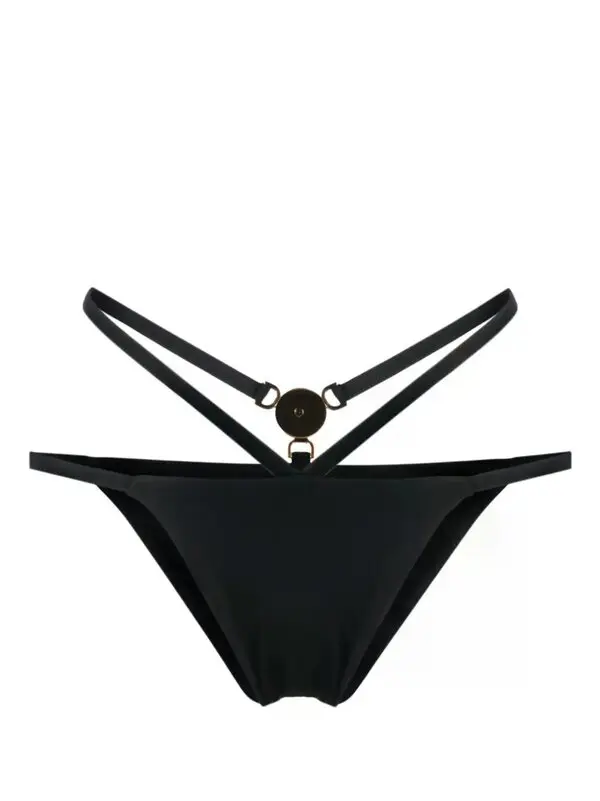 Versace Medusa Plaque Strappy Bikini Bottoms - Black