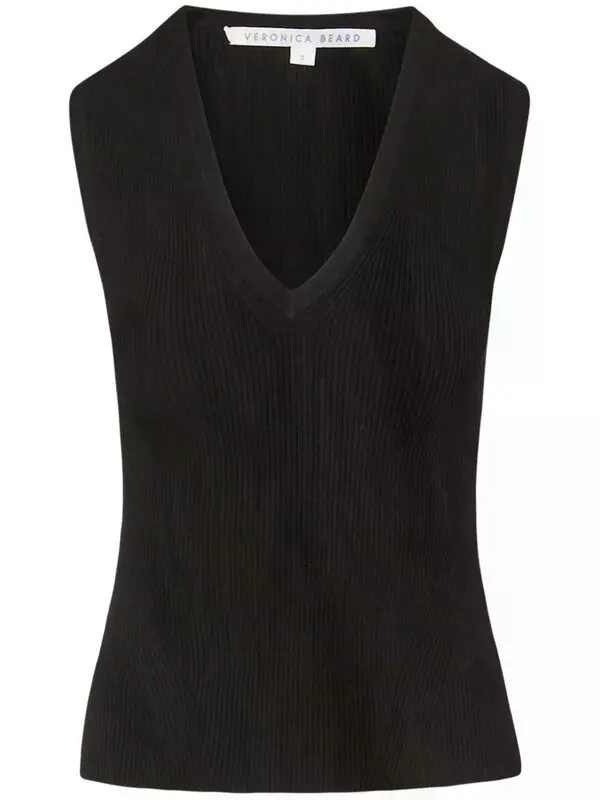 Veronica Beard Sid Ribbed-knit Top - Black