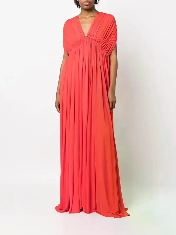 LANVIN V-neck Pleated Gown - Red