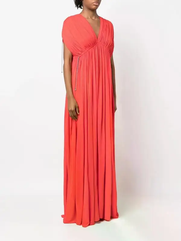 LANVIN V-neck Pleated Gown - Red