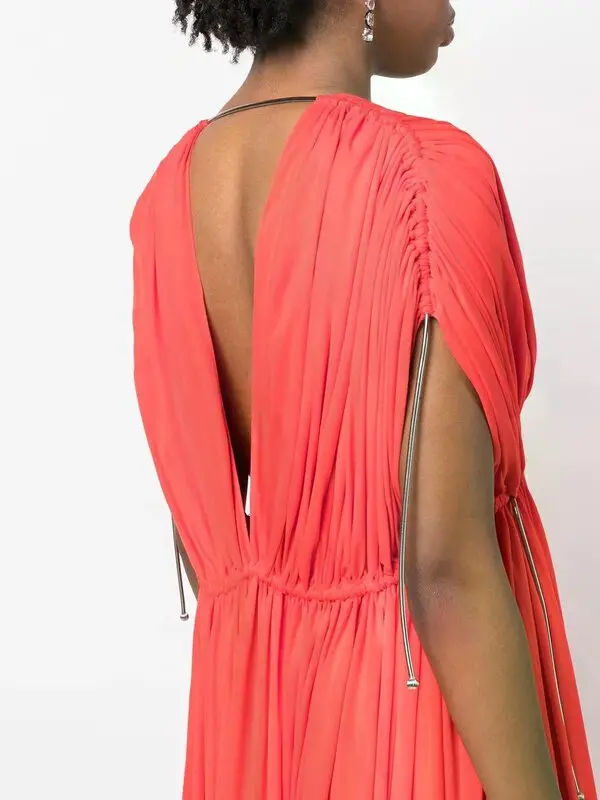 LANVIN V-neck Pleated Gown - Red