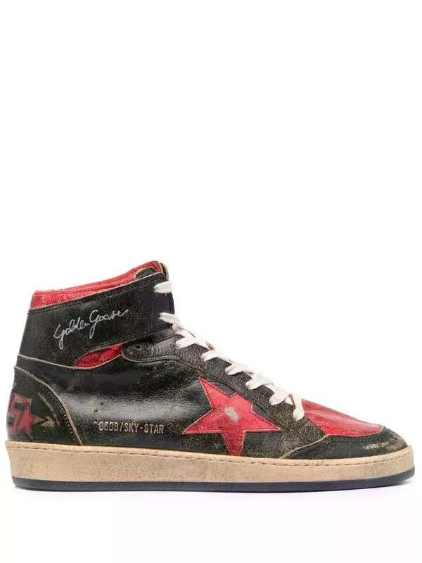 GOLDEN GOOSE Distressed High-top Sneakers - Black