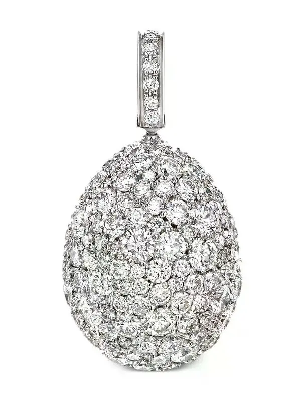 Faberge 18kt White Gold Diamond Emotion Egg Charm - Silver
