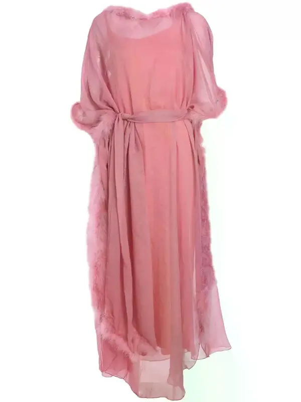 BARUNI Feather-trim Maxi Dress - Pink