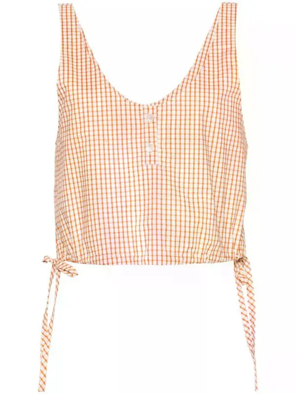 FORTE_FORTE Checked Cropped Top