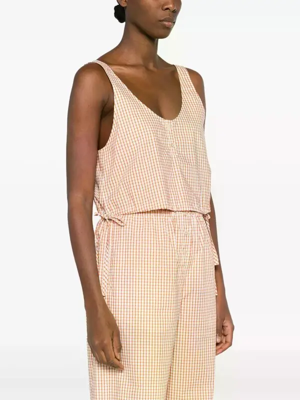 FORTE_FORTE Checked Cropped Top