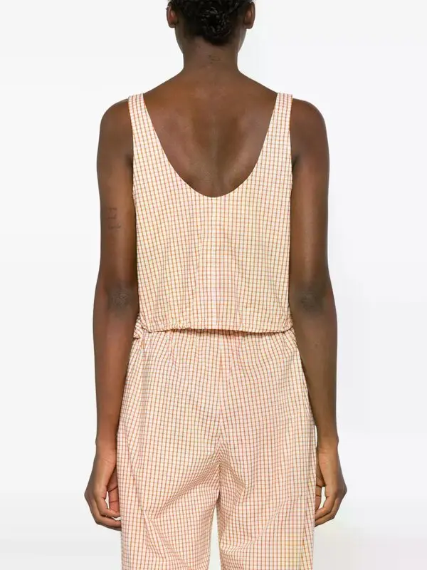 FORTE_FORTE Checked Cropped Top