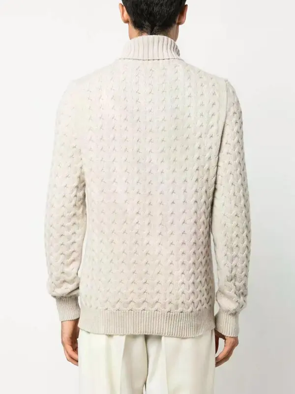 Fedeli Roll-neck Cable-knit Jumper