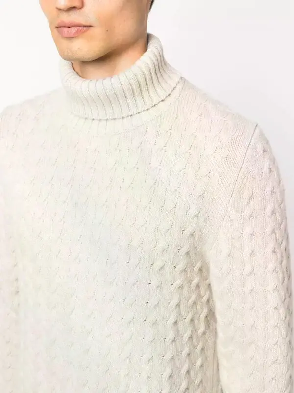 Fedeli Roll-neck Cable-knit Jumper