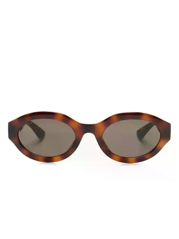 Gucci Oval-frame Sunglasses - Brown
