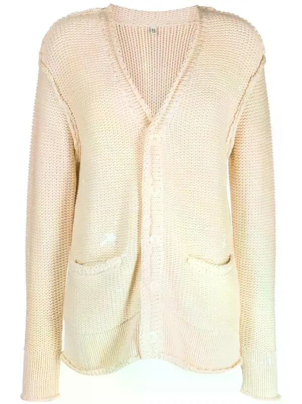 R13 Paint-splatter V-neck Cardigan - Neutrals