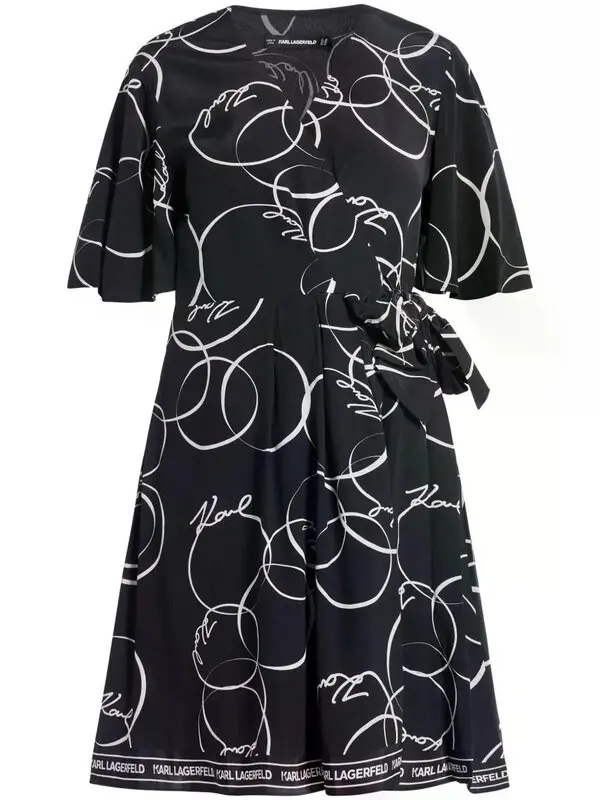 Karl Lagerfeld Circle-print Wrap Dress