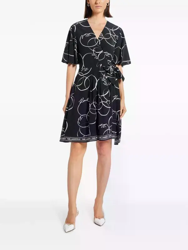 Karl Lagerfeld Circle-print Wrap Dress