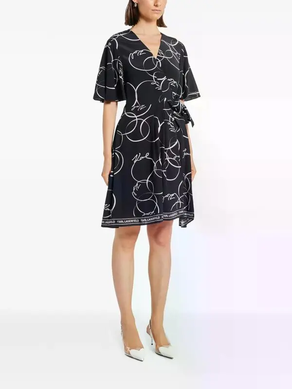 Karl Lagerfeld Circle-print Wrap Dress