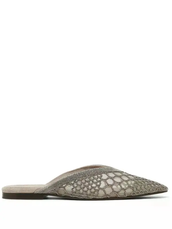 Brunello Cucinelli Monili-embellished Suede Mules