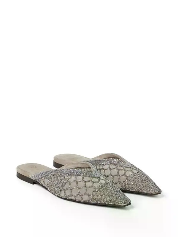 Brunello Cucinelli Monili-embellished Suede Mules