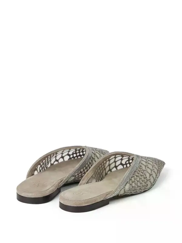 Brunello Cucinelli Monili-embellished Suede Mules