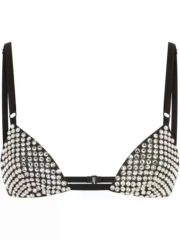 Dolce & Gabbana Rhinestone-embellished Bralette Top - Black