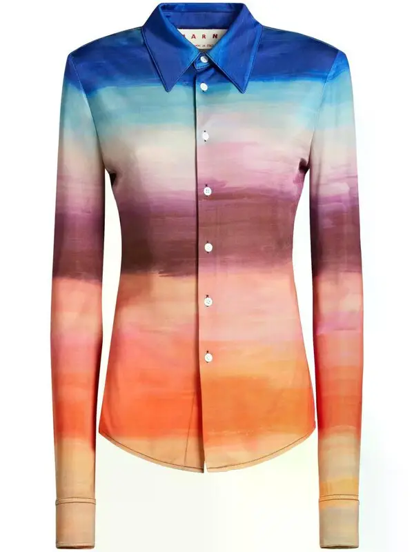 Marni Gradient Effect Long Sleeve Shirt - Blue