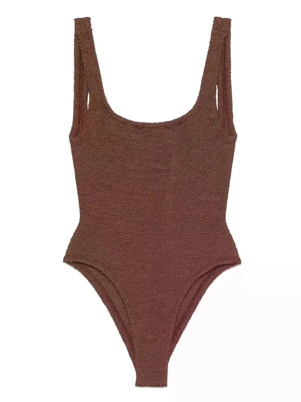 Hunza G Square-neck Crinkle-effect Swimsuit
