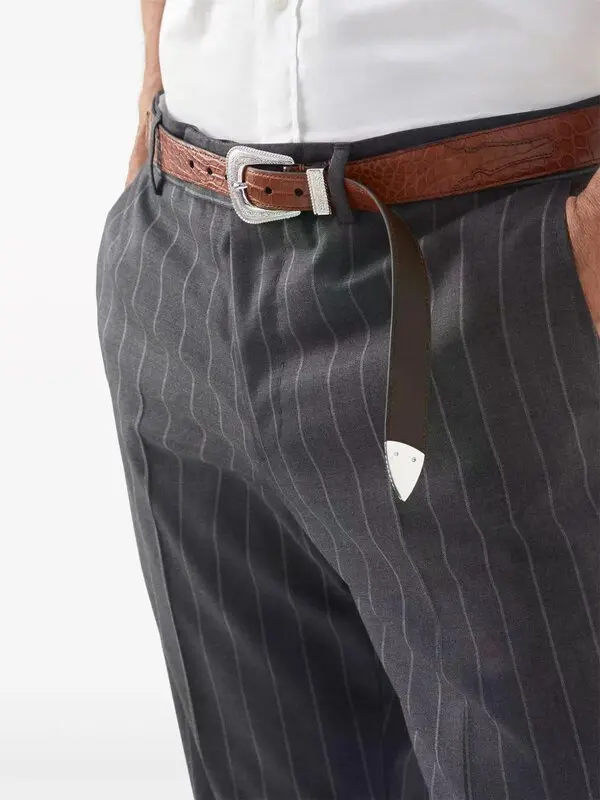 Brunello Cucinelli Striped Virgin Wool Trousers - Grey