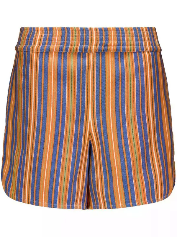 PAULA Striped Cotton Mini Shorts - Blue