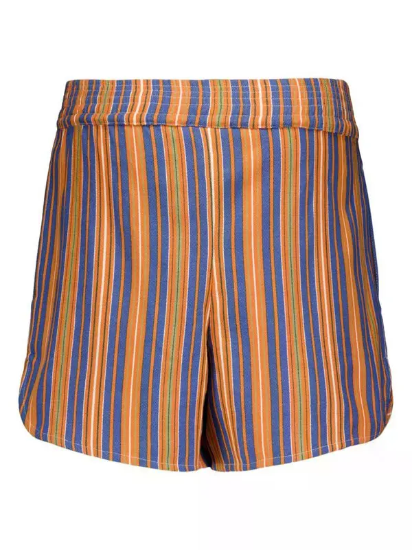 PAULA Striped Cotton Mini Shorts - Blue