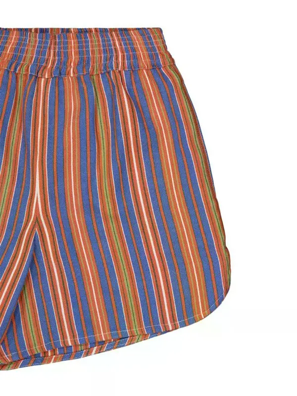 PAULA Striped Cotton Mini Shorts - Blue
