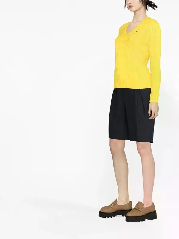 Polo Ralph Lauren Kimberly Cable Knit V-neck Jumper - Yellow