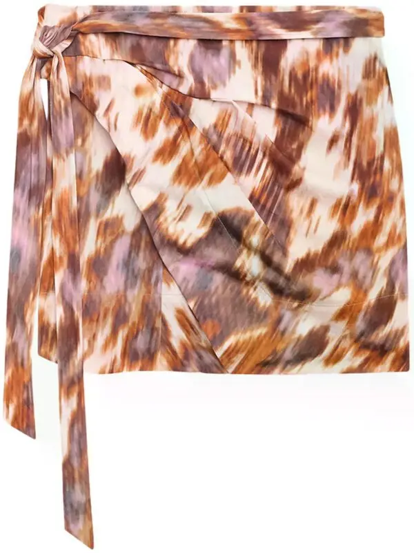 MARANT ETOILE Berenice Abstract Print Miniskirt - Brown