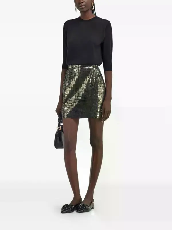Roberto Cavalli Crocodile-effect Leather Mini Skirt