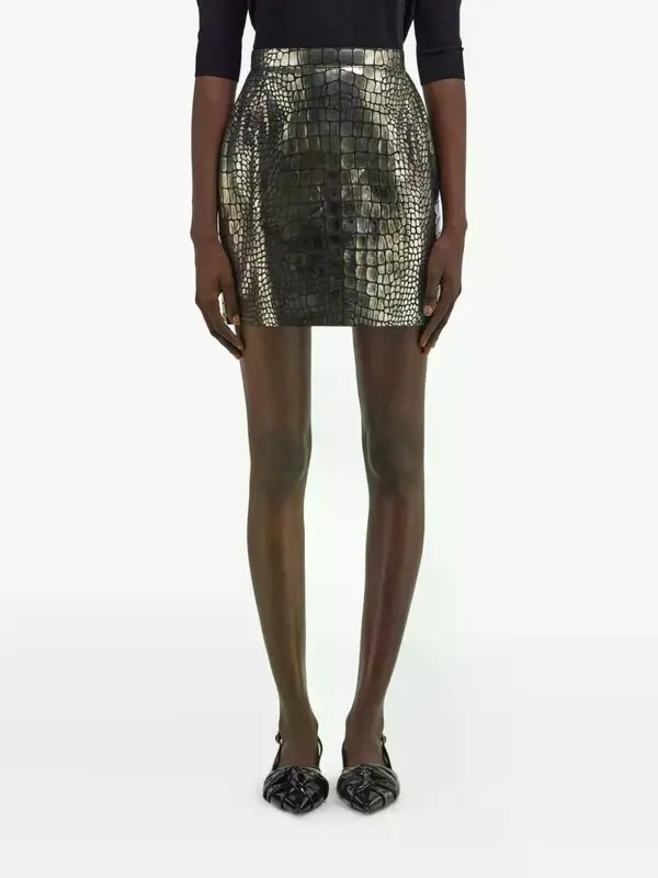 Roberto Cavalli Crocodile-effect Leather Mini Skirt