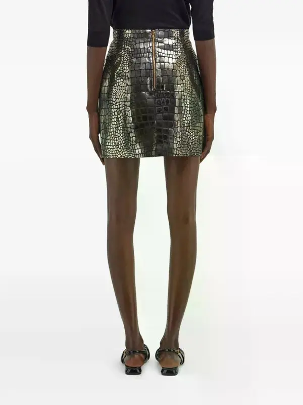 Roberto Cavalli Crocodile-effect Leather Mini Skirt