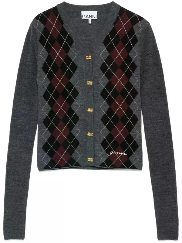 GANNI Argyle-knit Cardigan