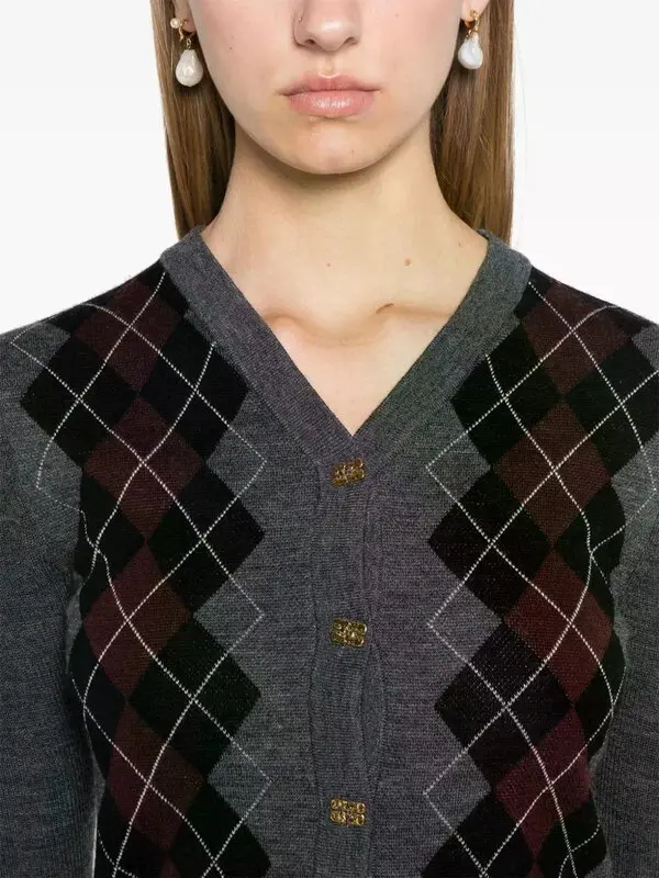 GANNI Argyle-knit Cardigan