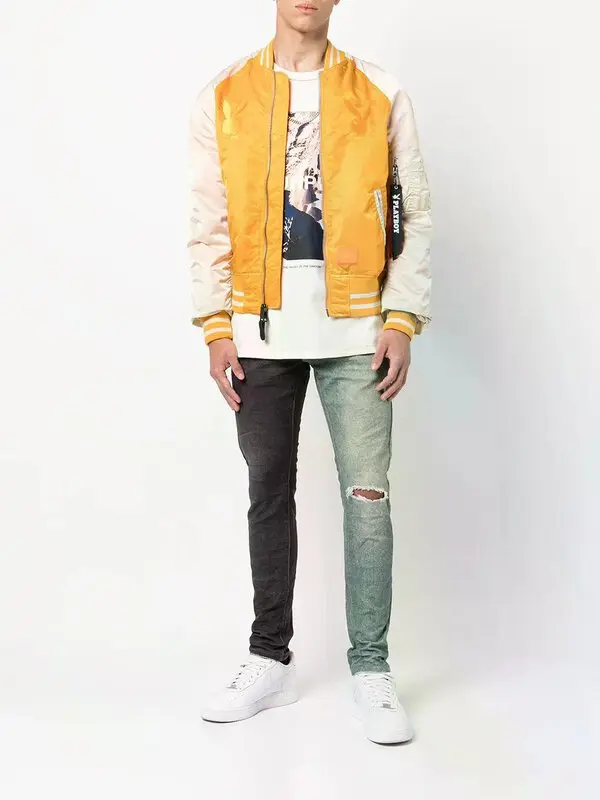 PURPLE BRAND Two-tone Distressed Jeans