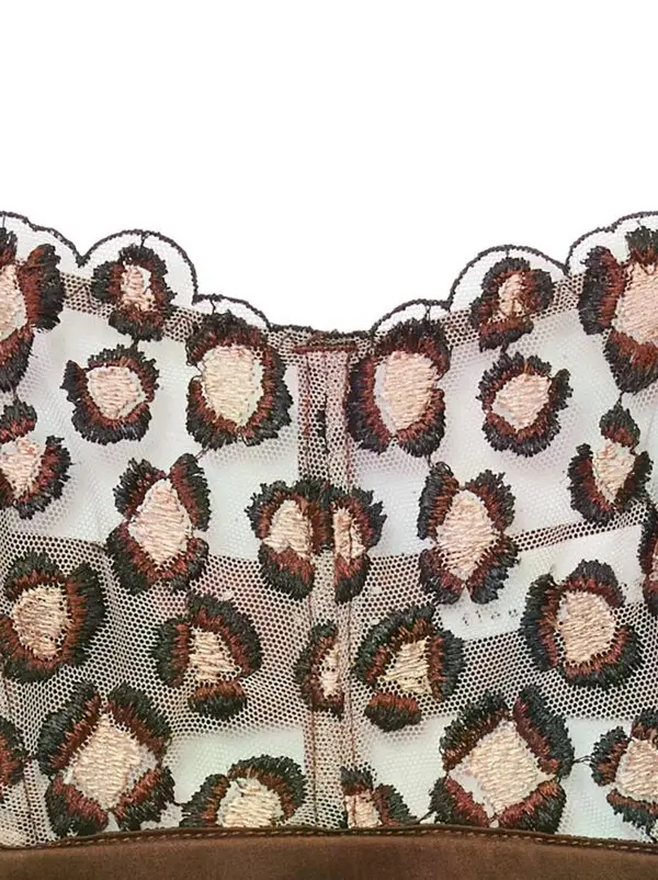 FLEUR DU MAL Leopard-embroidered Boned Bralette