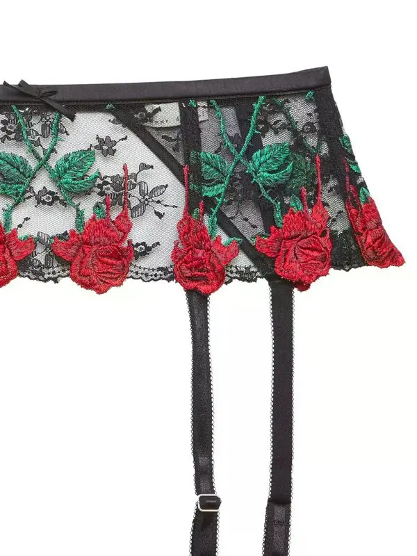 FLEUR DU MAL Vampire Rose Embroidered Garter Belt