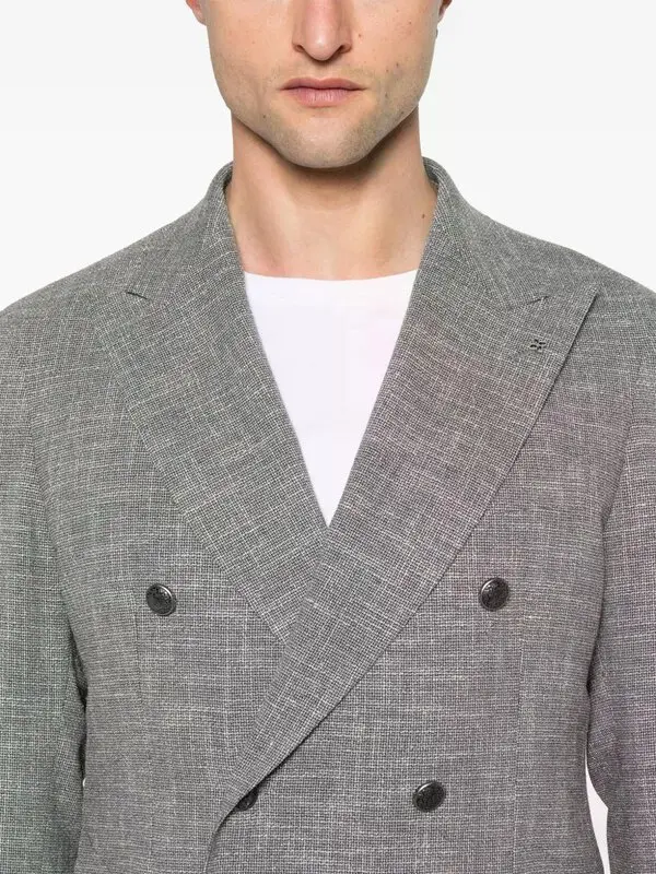 Tagliatore Textured Double-breasted Blazer - Grey