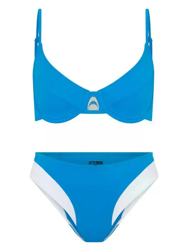 LET'S SWIM Wired Bralette Bikini Top - Blue