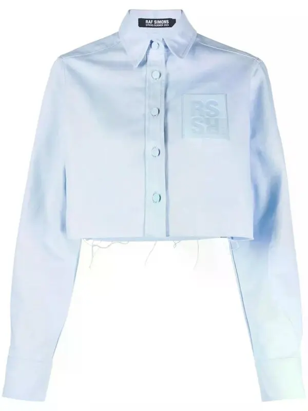 Raf Simons Cropped Cotton Shirt - Blue